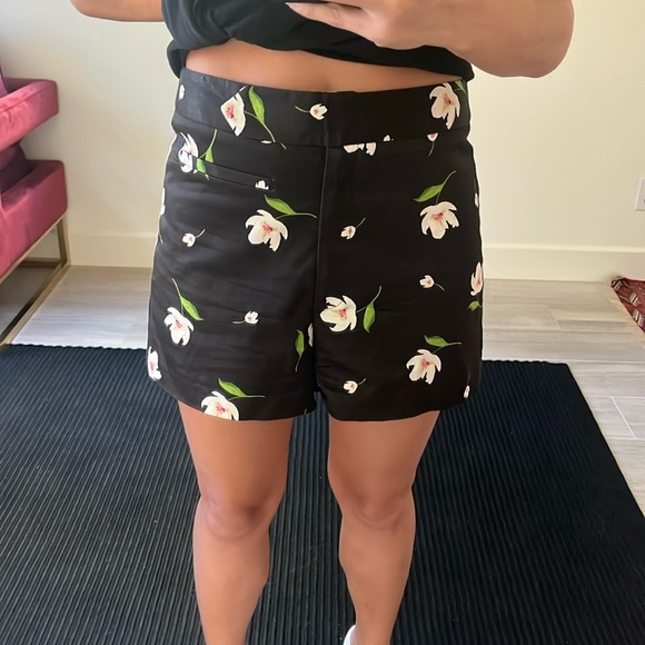 Milly | Shorts | Very Cute Black Shorts With Flower Print | Poshmark